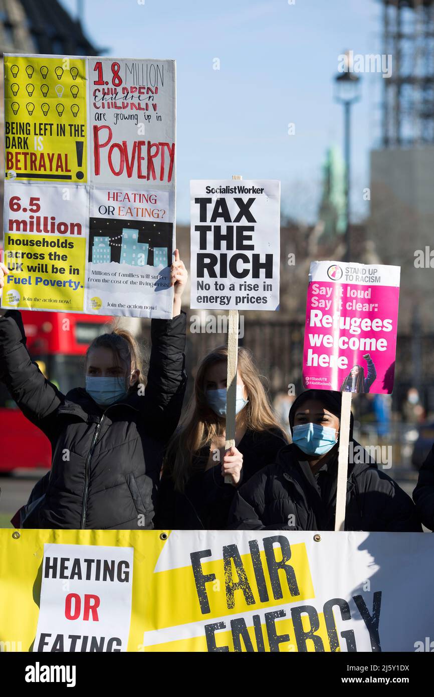 Participants gather during a Cost of Living Crisis demonstration in ...