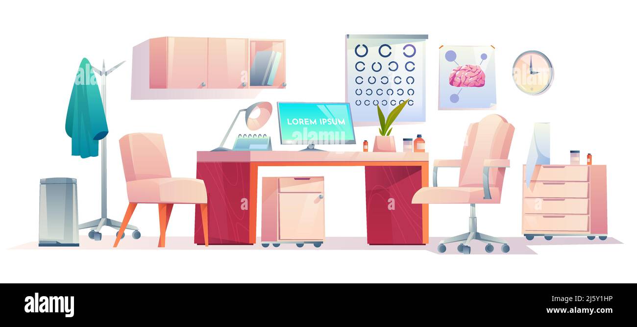 Doctor therapist office stuff set, cabinet interior equipment isolated ...