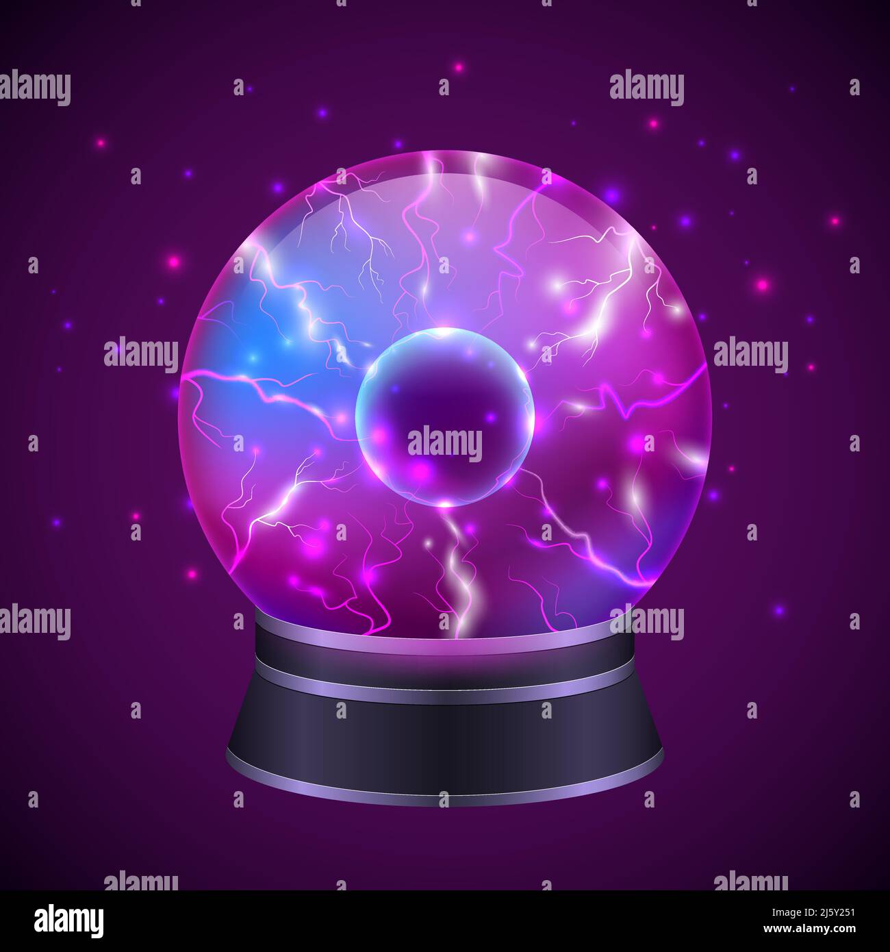 Magic occult fortune teller sphere with glowing effect on dark purple ...