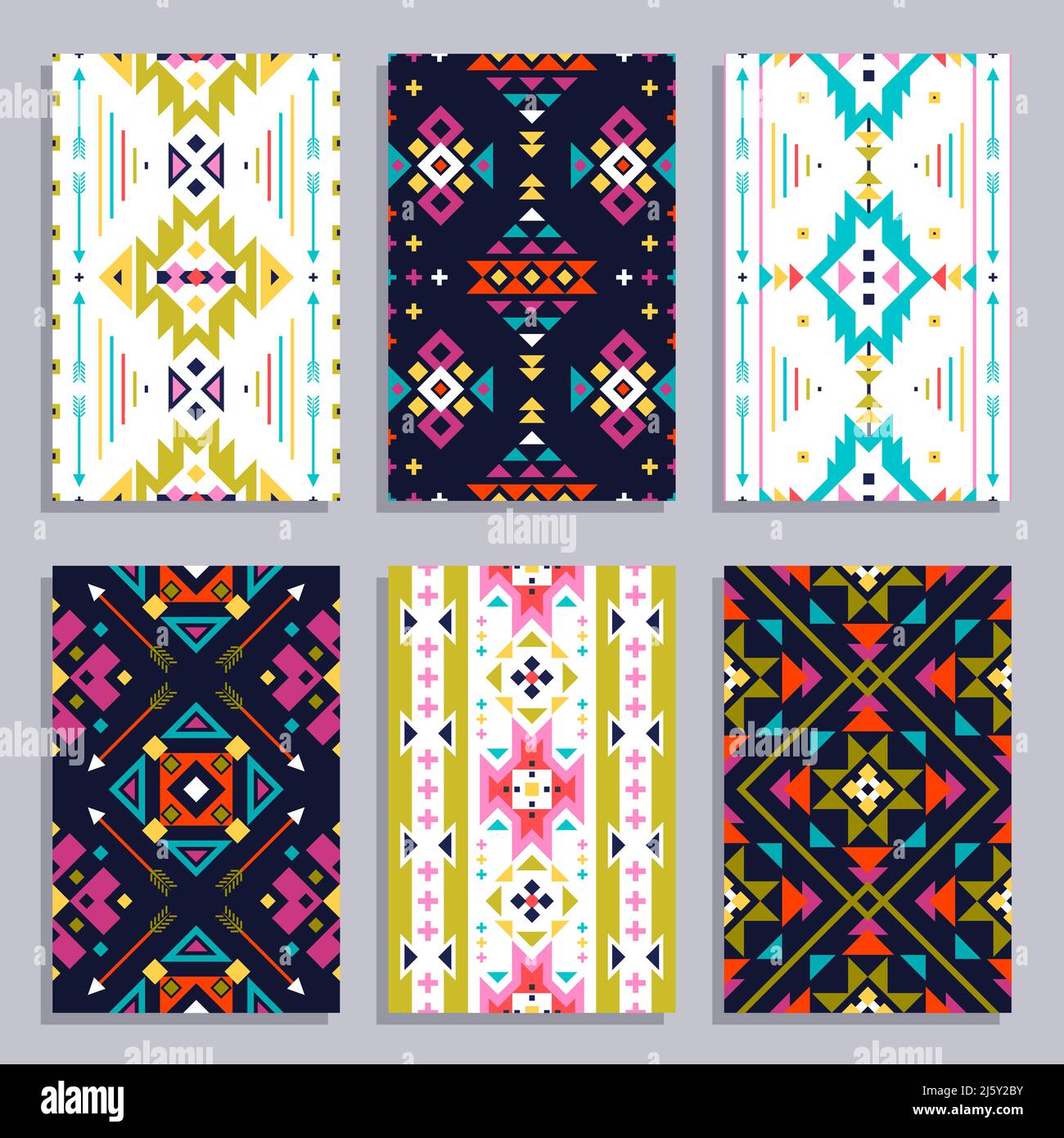Ethnic geometric vertical banner set with seamless tribal patterns ...