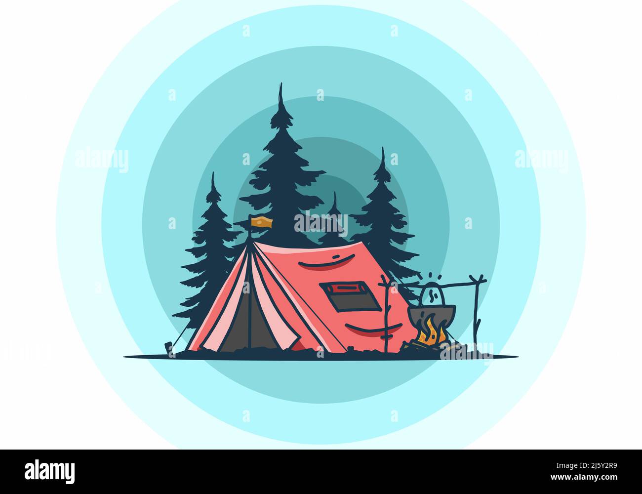 Camping and cooking in nature illustration design Stock Vector Image ...