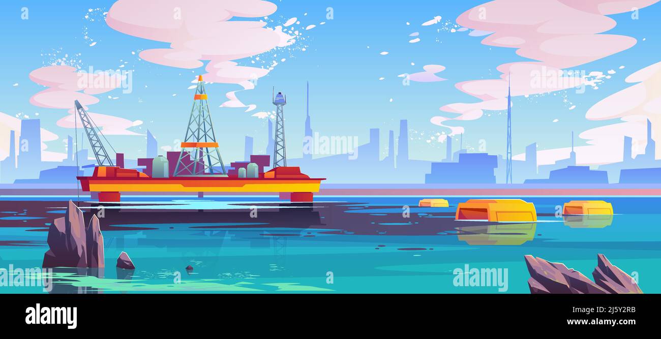 Oil cleaning in ocean, robots bio-cleaners floating around petroleum ...