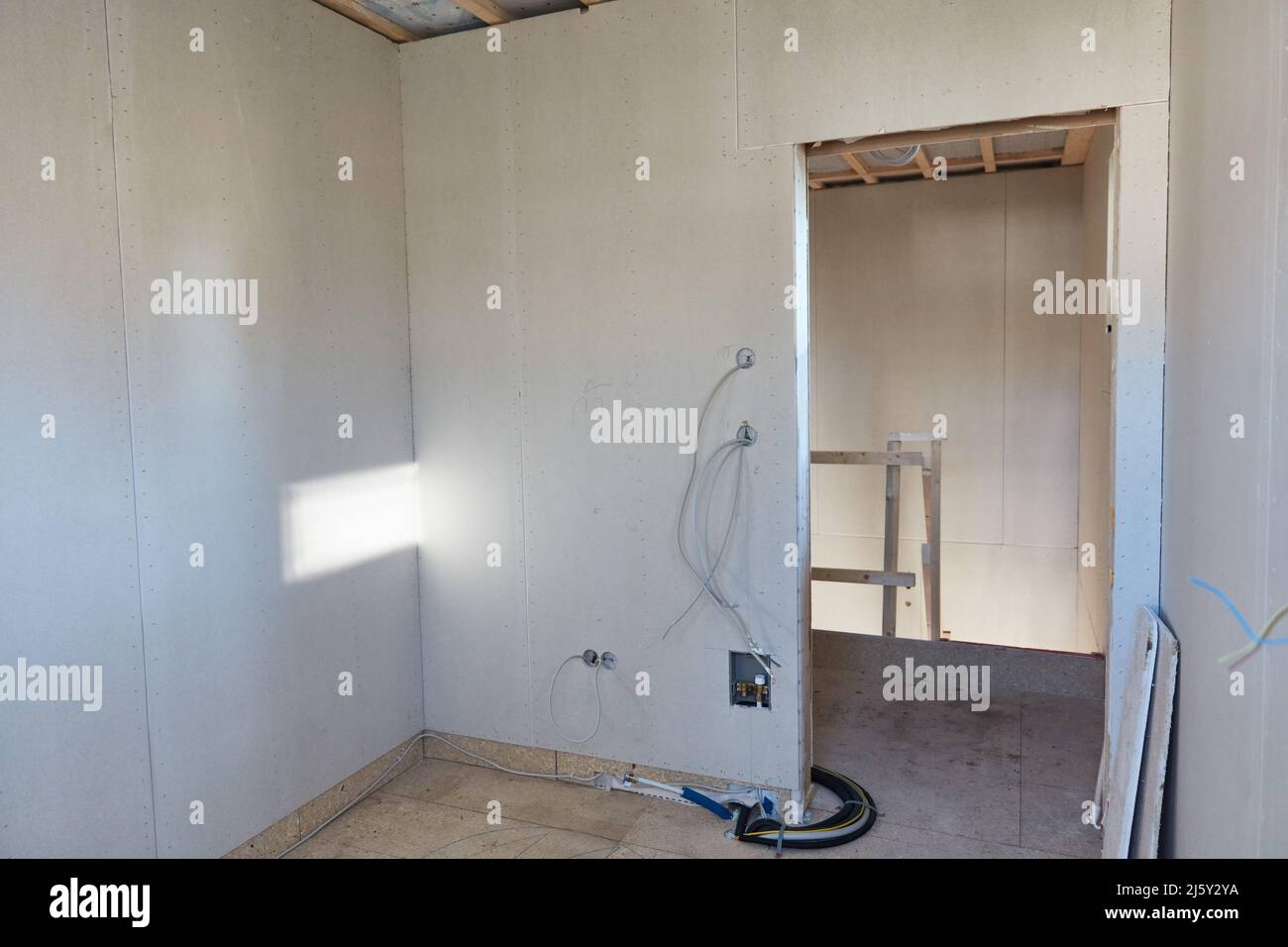 Construction site for the interior of a new house from the inside in ...