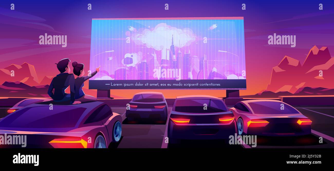 Couple drive in movie car hi-res stock photography and images - Alamy