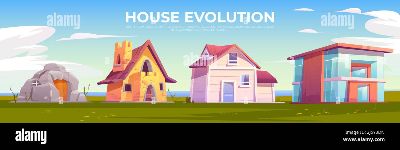 House evolution architecture. Dwellings time line from ancient stone ...