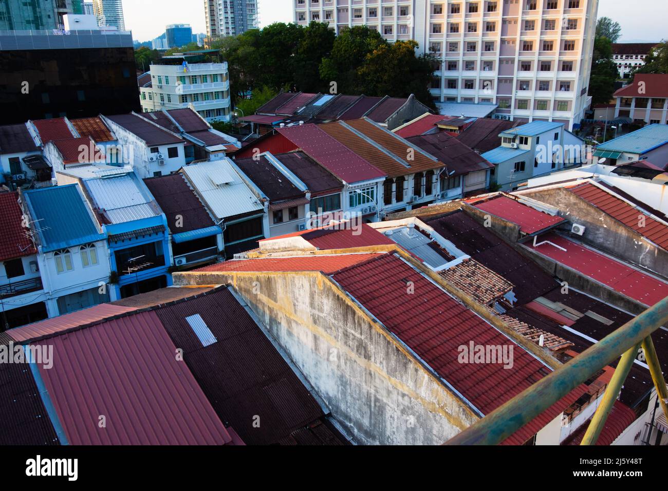 GEORGE TOWN, MALASIA – JANUARY 30, 2020 multicoloured rooftops with ...