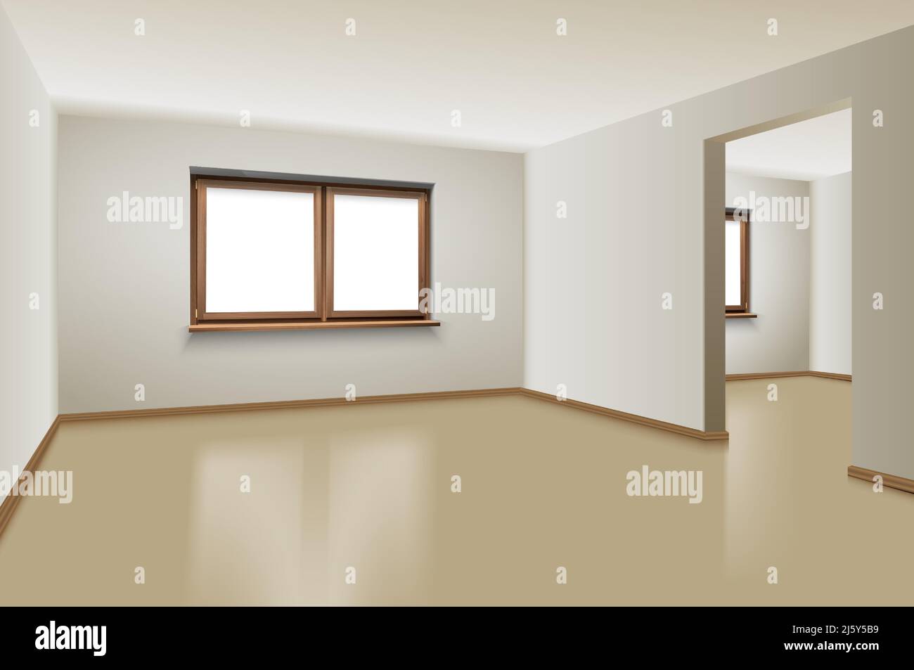 Empty room with two windows Stock Vector Images - Alamy