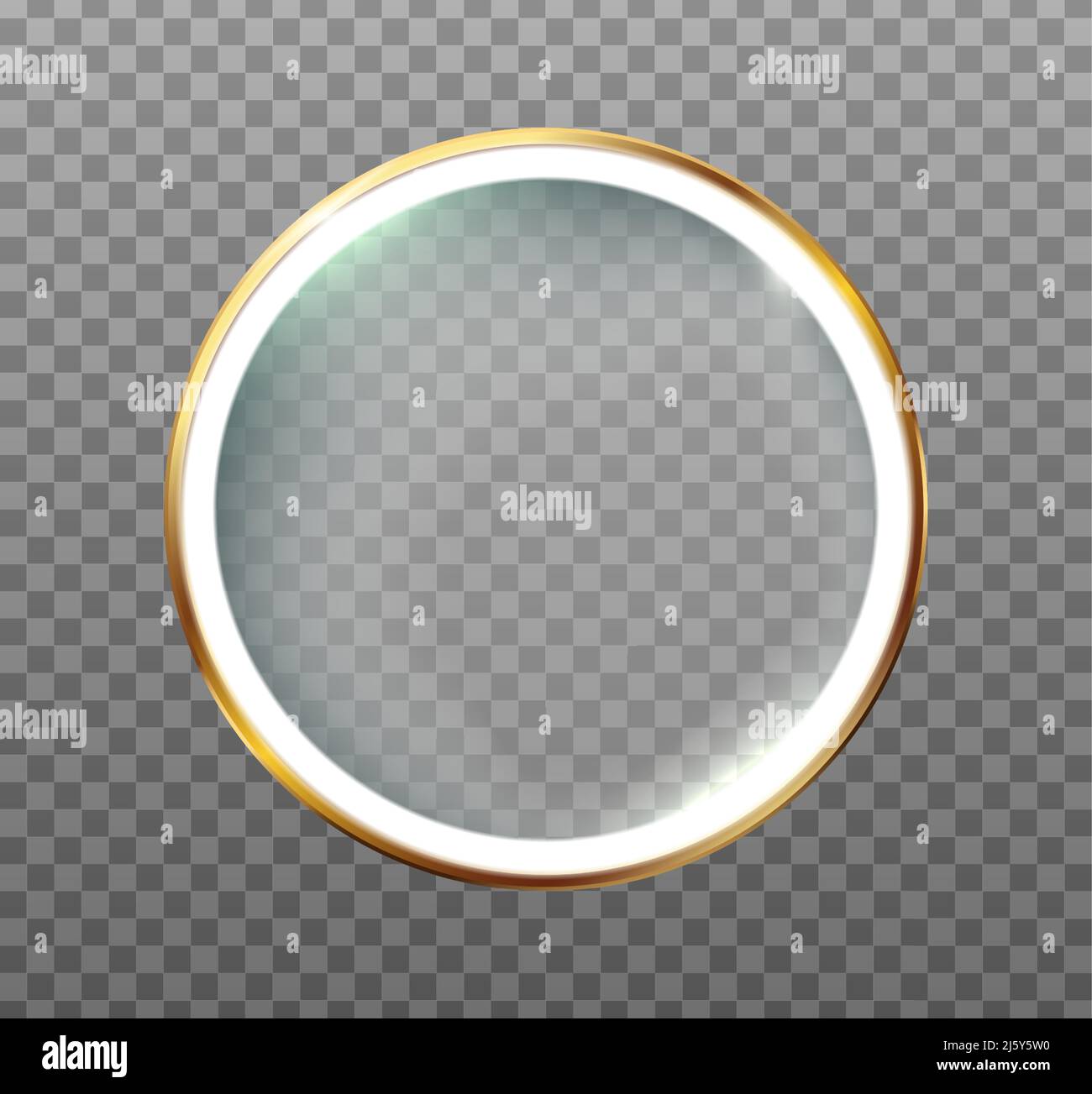3d realistic vector icon set. Round mirror. Reflection surface in ...
