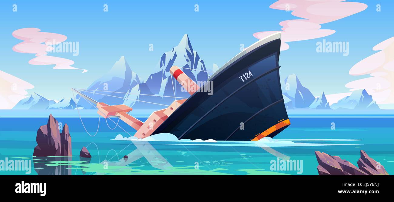 Cargo ship run aground Stock Vector Images - Alamy