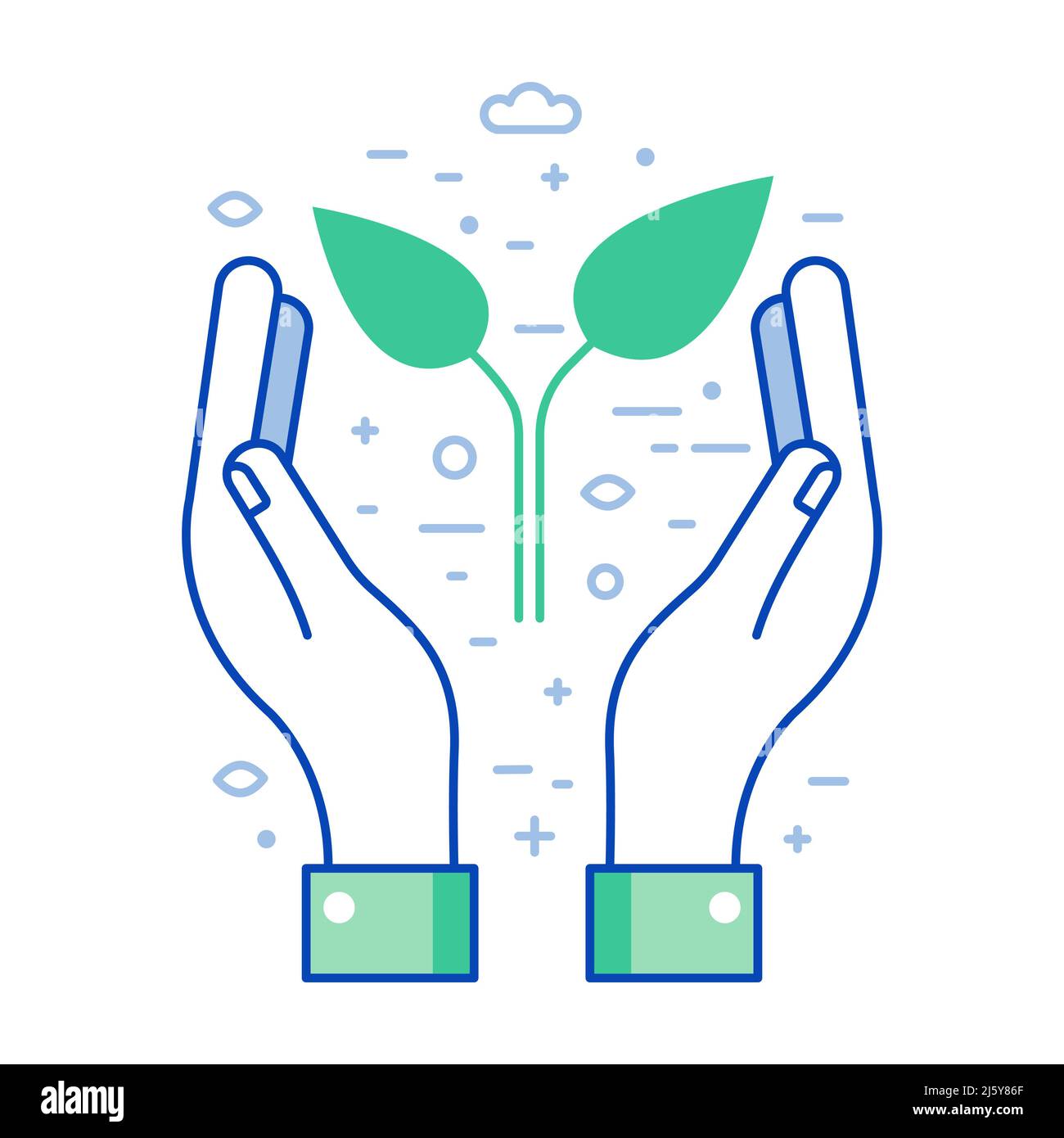 Planet Saving Icon with Hands Hold Plant Stock Vector Image & Art - Alamy