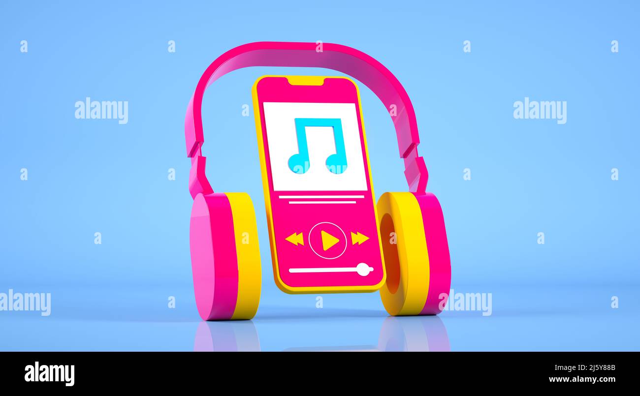 smartphone and headphone Stock Photo - Alamy