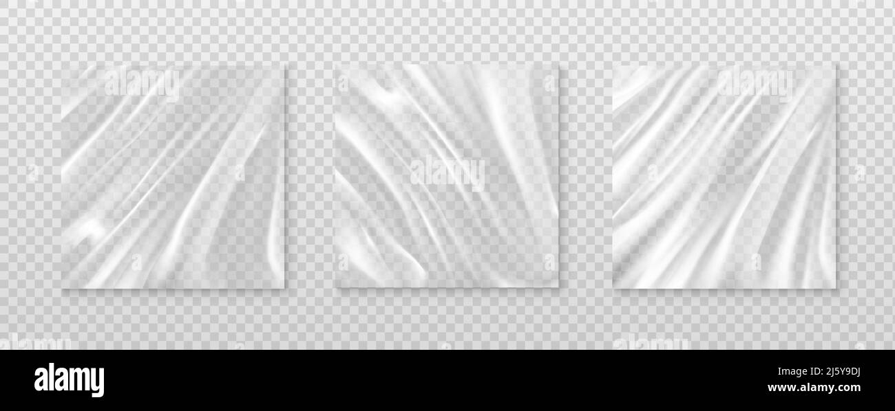 3d realistic vector icon. Three set of film polyethylene on transparent ...