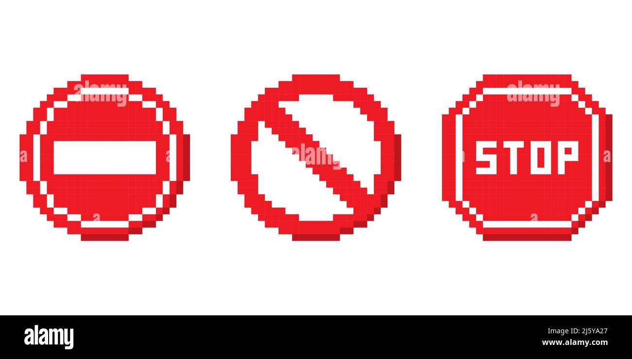 Road stop sign pixel set Stock Vector Image & Art - Alamy