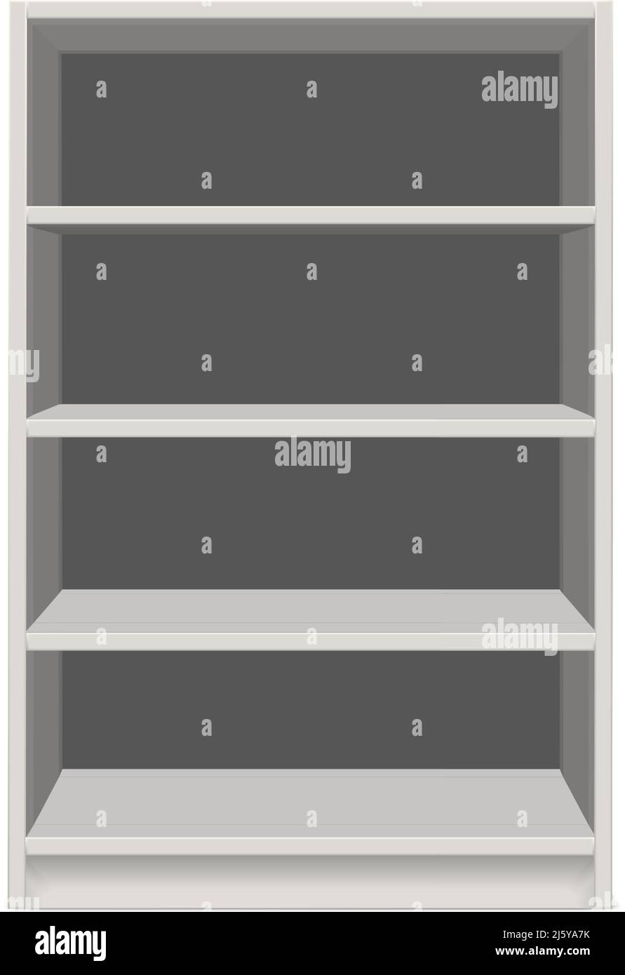 3d realistic vector icon. Isolated bookcase with empty shelves Stock ...