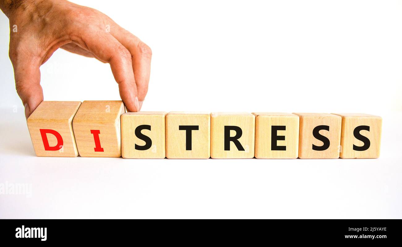 Stress or distress symbol. Psychologist turns cubes and changes the ...
