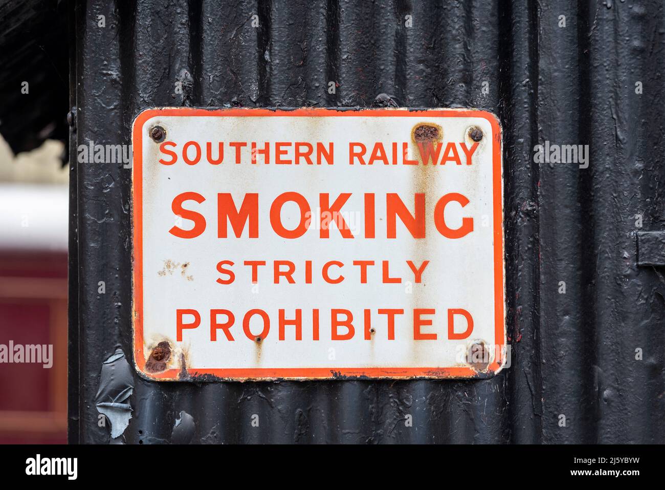 Southern Railway, smoking strictly prohibited. Vintage metal sign on ...