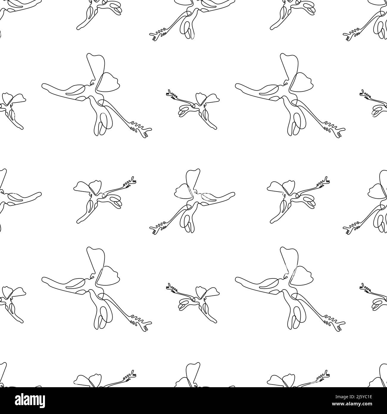 Seamless pattern with one single line drawings of hibiscus flowers ...