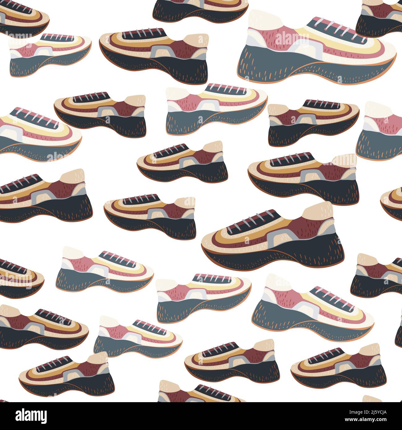 Seamless pattern with modern sneakers. Background with shoes for active ...