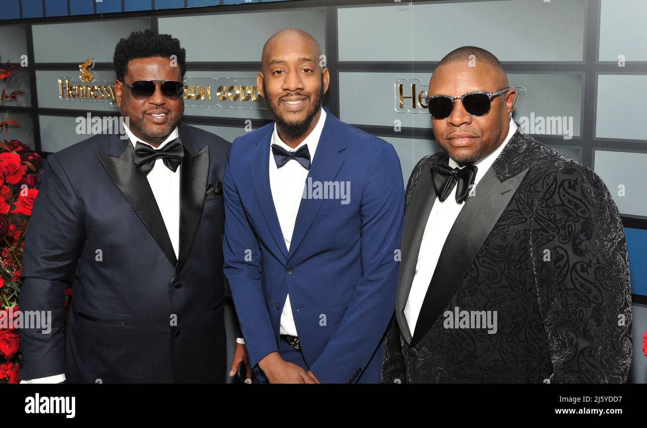 L-R: Robert "Don Pooh" Cummins, Shyne and Dave Thomas attend the ...
