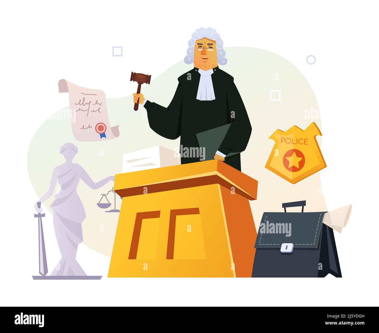 Judge pronounces judgment - modern colored vector poster Stock Vector ...