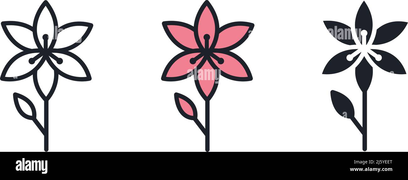 Lily icon. Garden flowers isolated vector icons Stock Vector Image ...