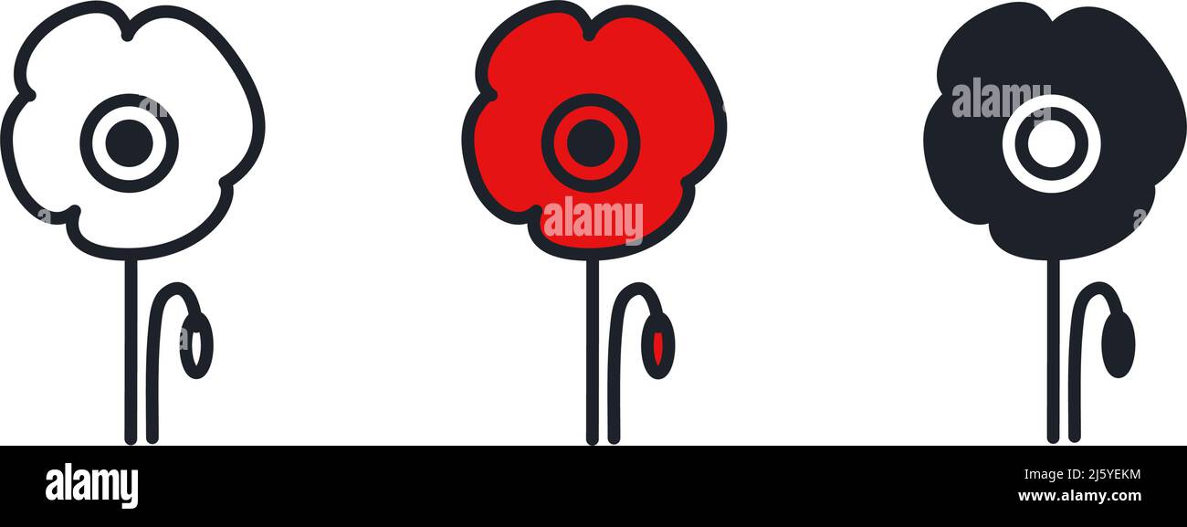 Poppy flower icon. Field flowers isolated vector icons Stock Vector ...