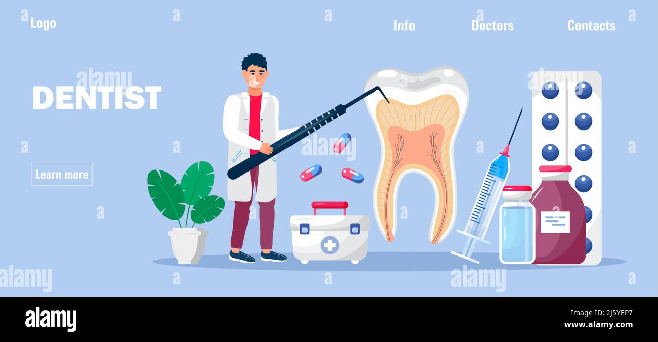 Dental services vector concept for landing page. Dentists make x-ray ...