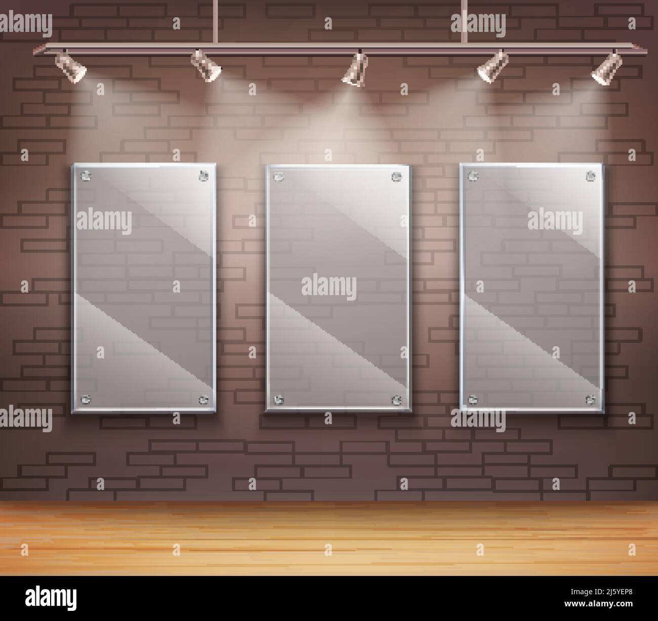 Gallery of 3 transparent glass frames on wall like background template ...
