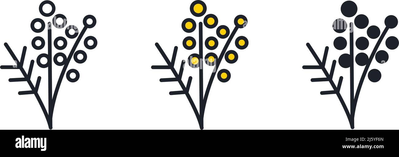 Mimosa icon. Spring flowers isolated vector icons Stock Vector Image ...