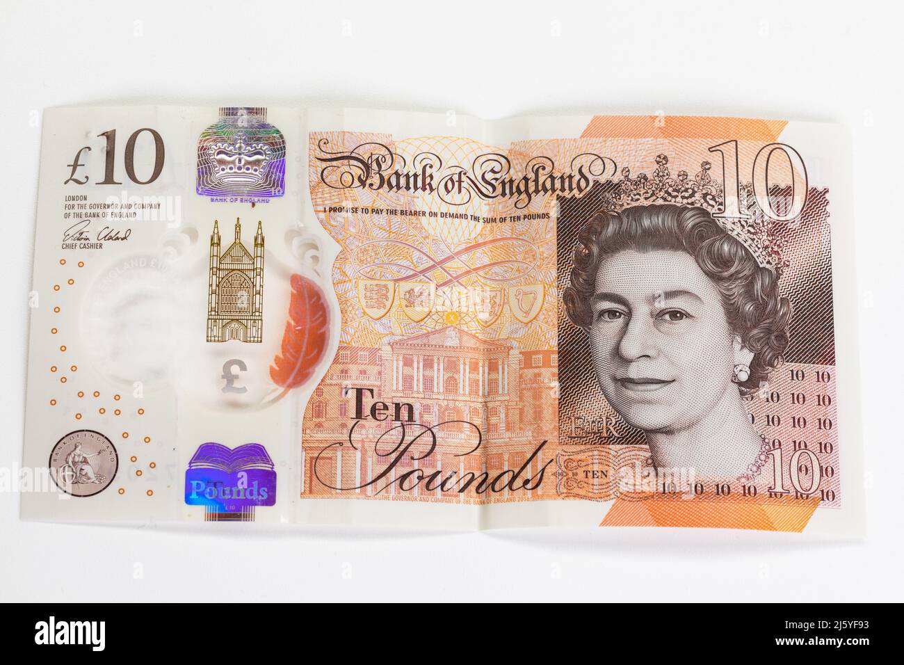 Plastic 10 pounds note, bill in UK Stock Photo - Alamy