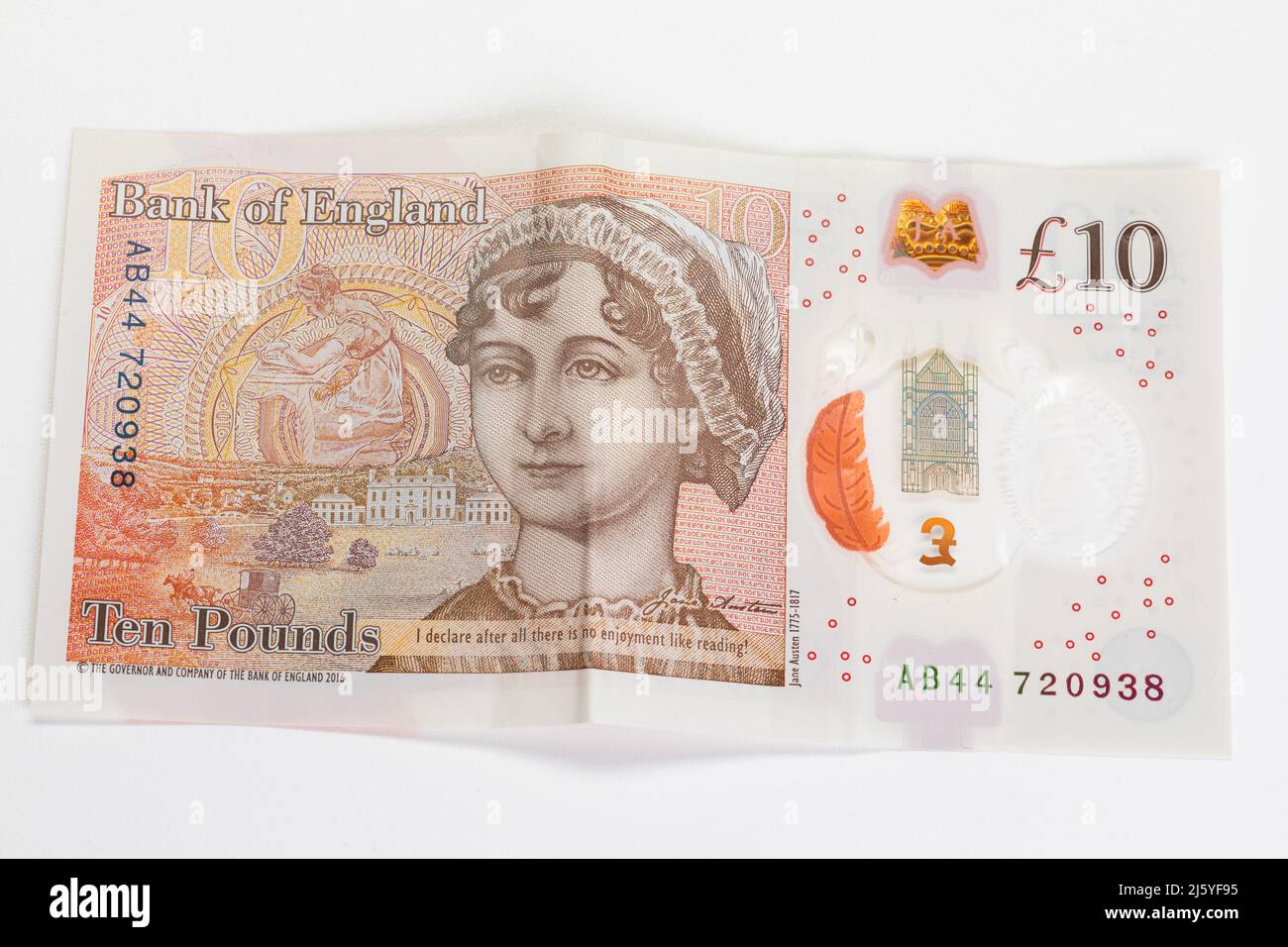 Plastic 10 pounds note, bill in UK Stock Photo - Alamy
