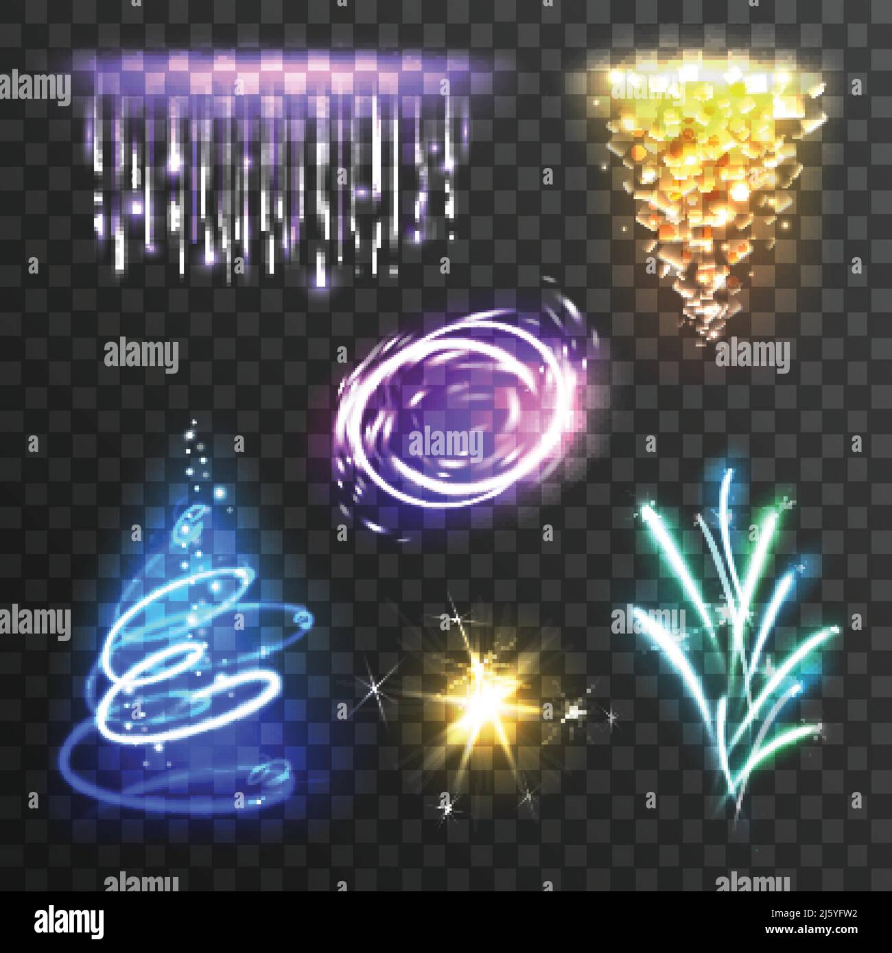 Realistic burst sparkle and flash light effects set isolated on transparent background vector ...