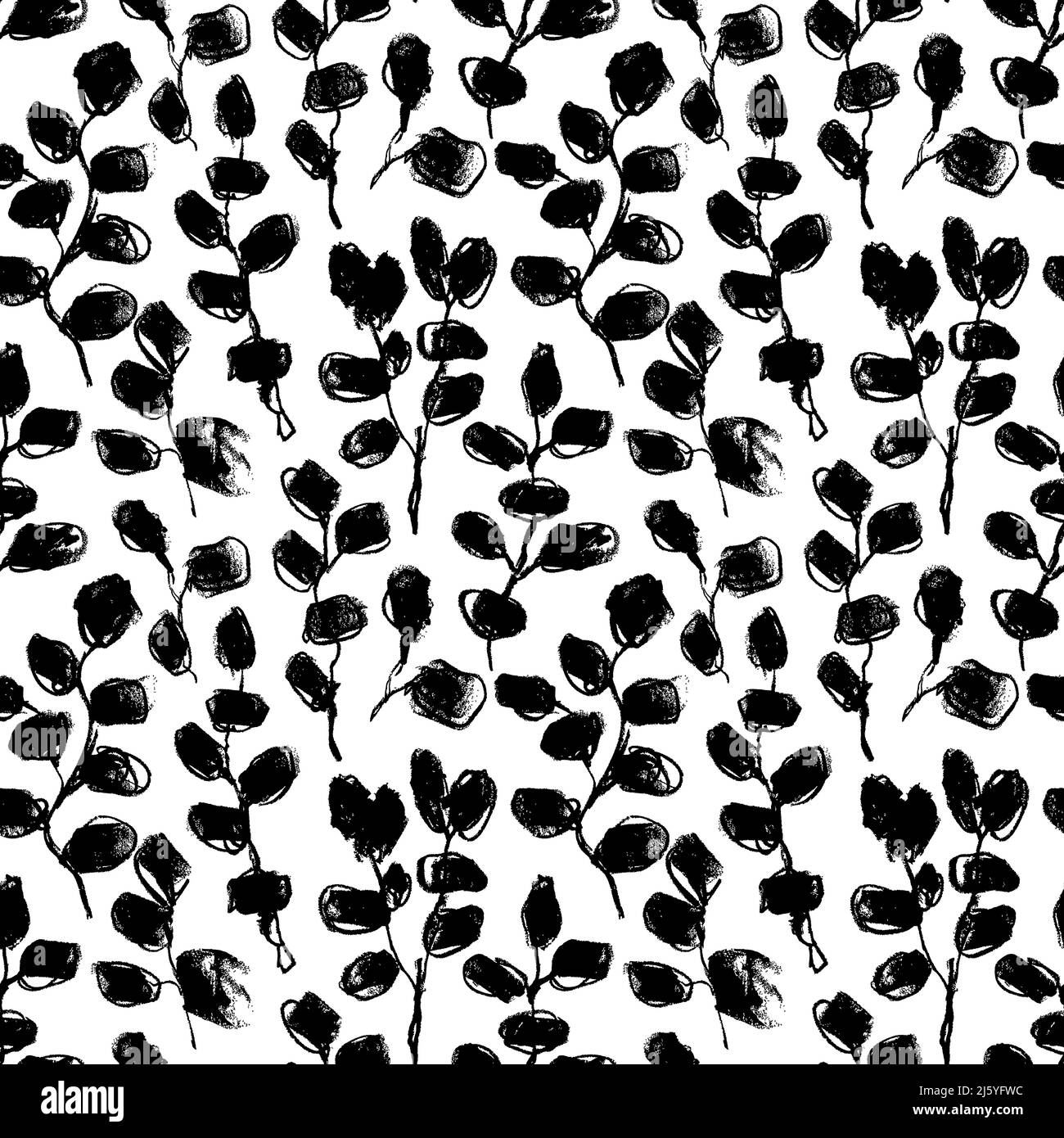 Hand drawn black brush branches seamless pattern Stock Vector Image ...