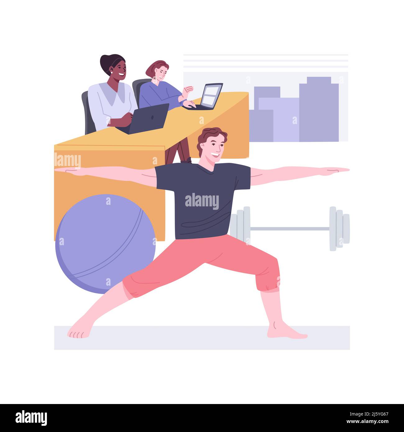 Office gym isolated cartoon vector illustrations Stock Vector Image ...