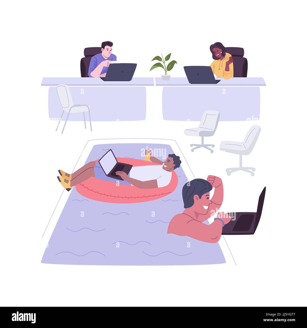 Office swimming pool isolated cartoon vector illustrations Stock Vector ...