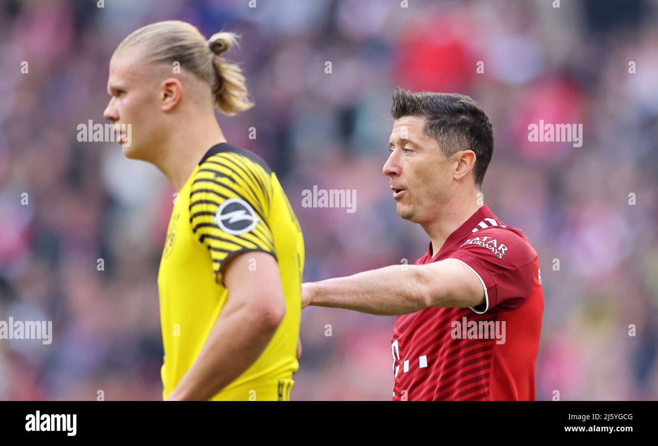 Erling Haaland of Borussia Dortmund Robert Lewandowski of Bayern ...