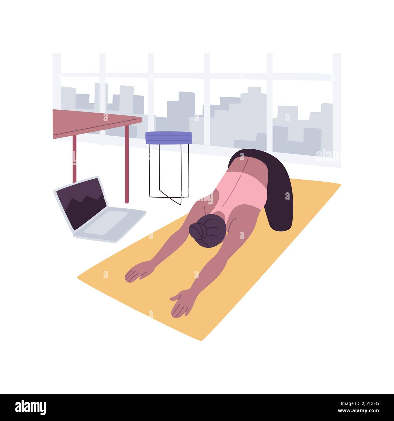 Yoga break isolated cartoon vector illustrations Stock Vector Image ...