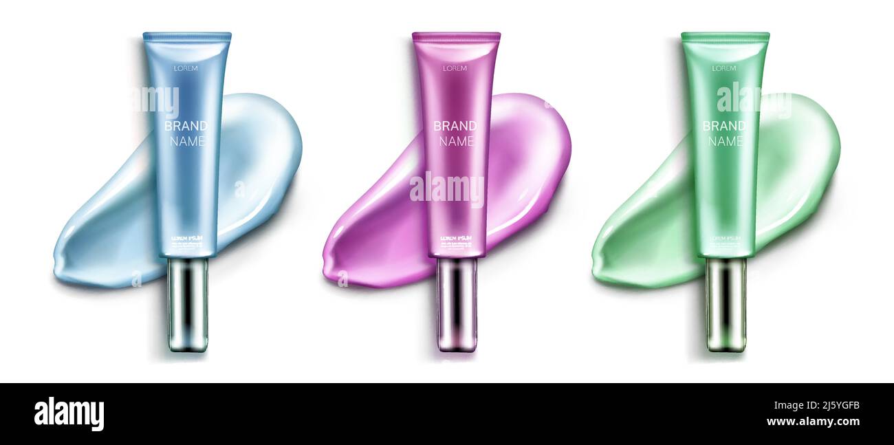 Liquid eye shadow tubes with strokes set. Eyeshadow make up palette ...