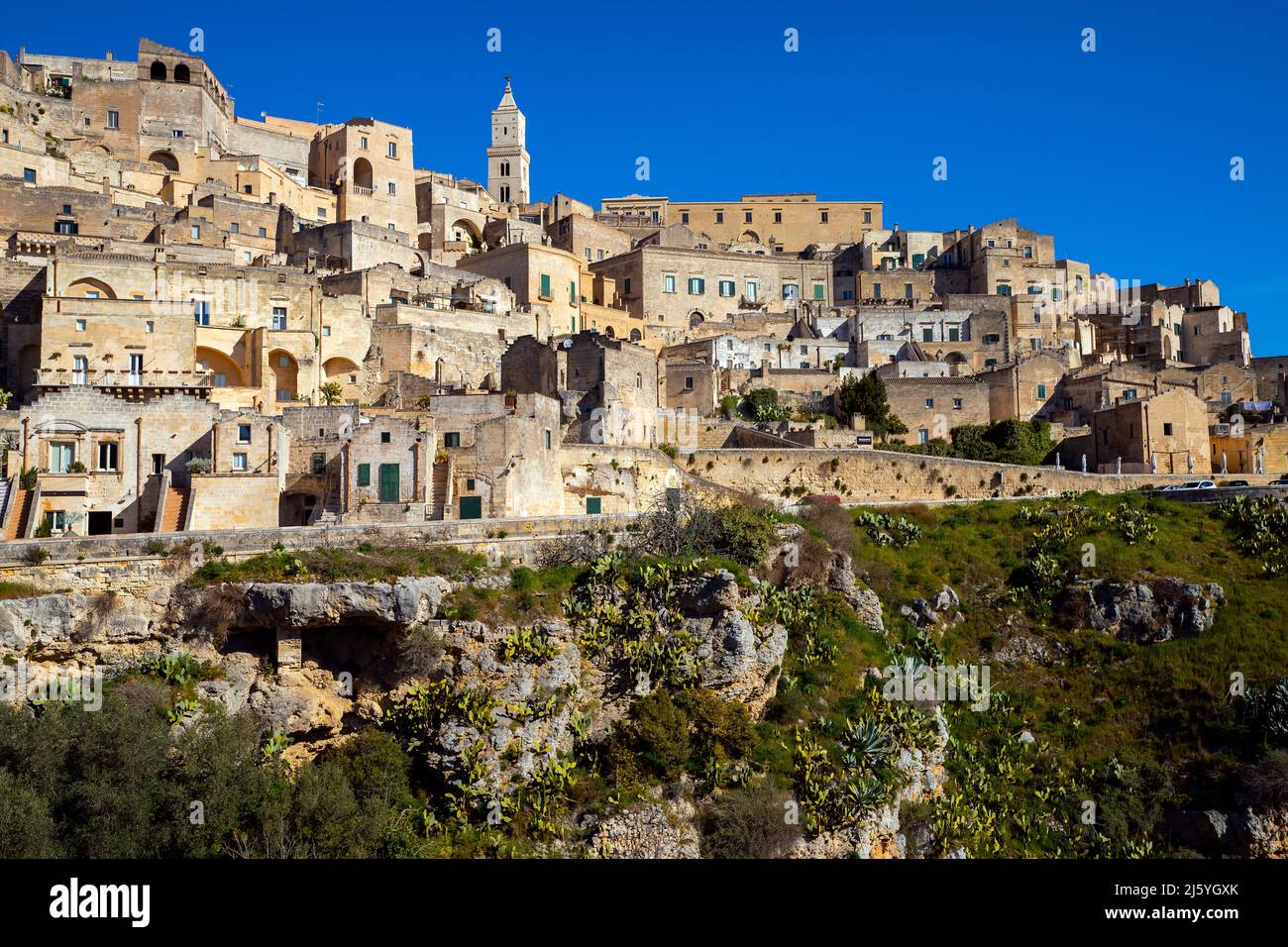 Sassi of Matera; Sasso Caveoso and Sasso Barisano with the Cathedral ...