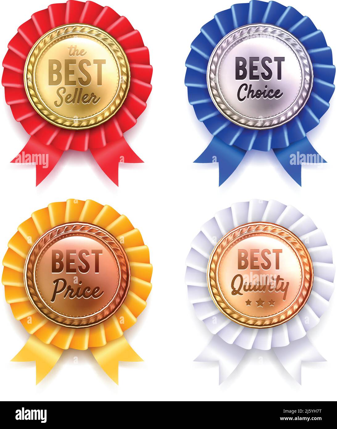 Four round best quality premium badges collection from gold silver ...