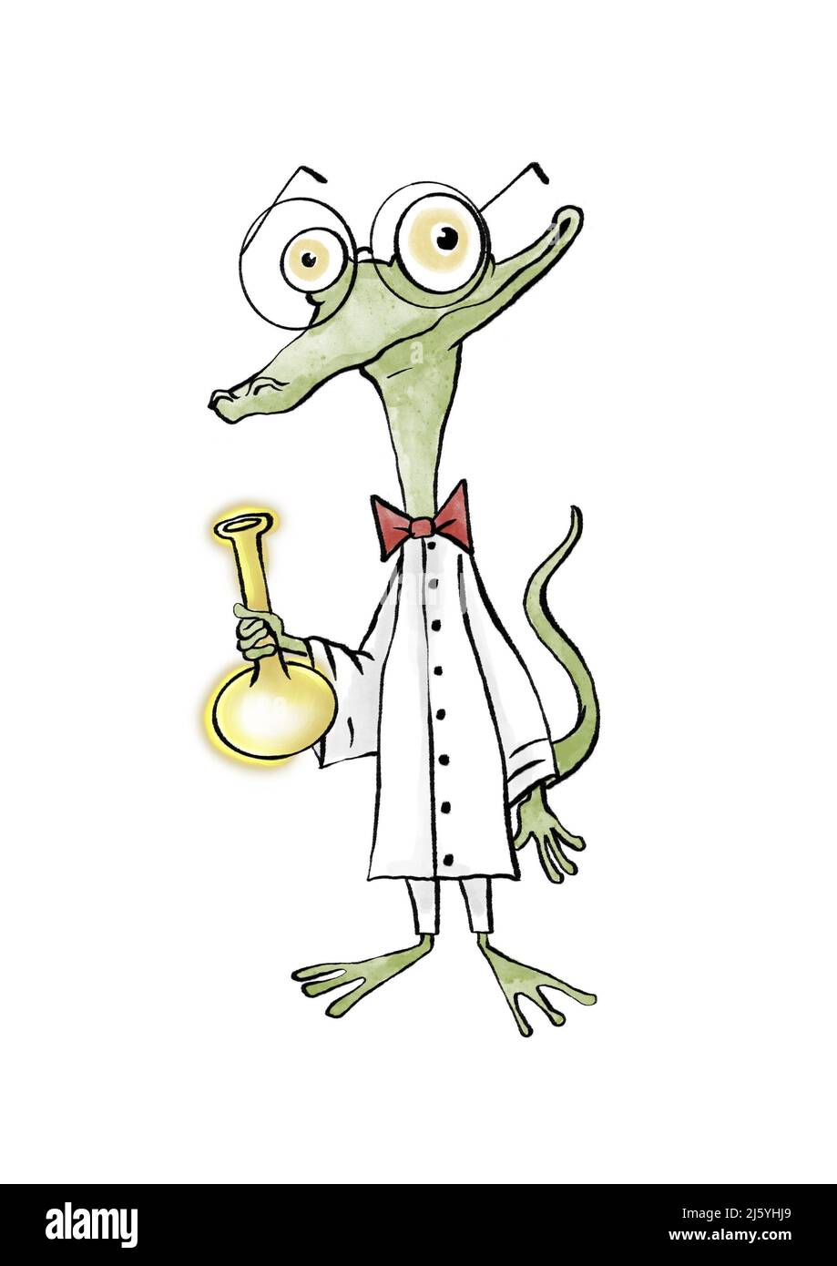 lizard scientist cartoon illustration Stock Photo - Alamy