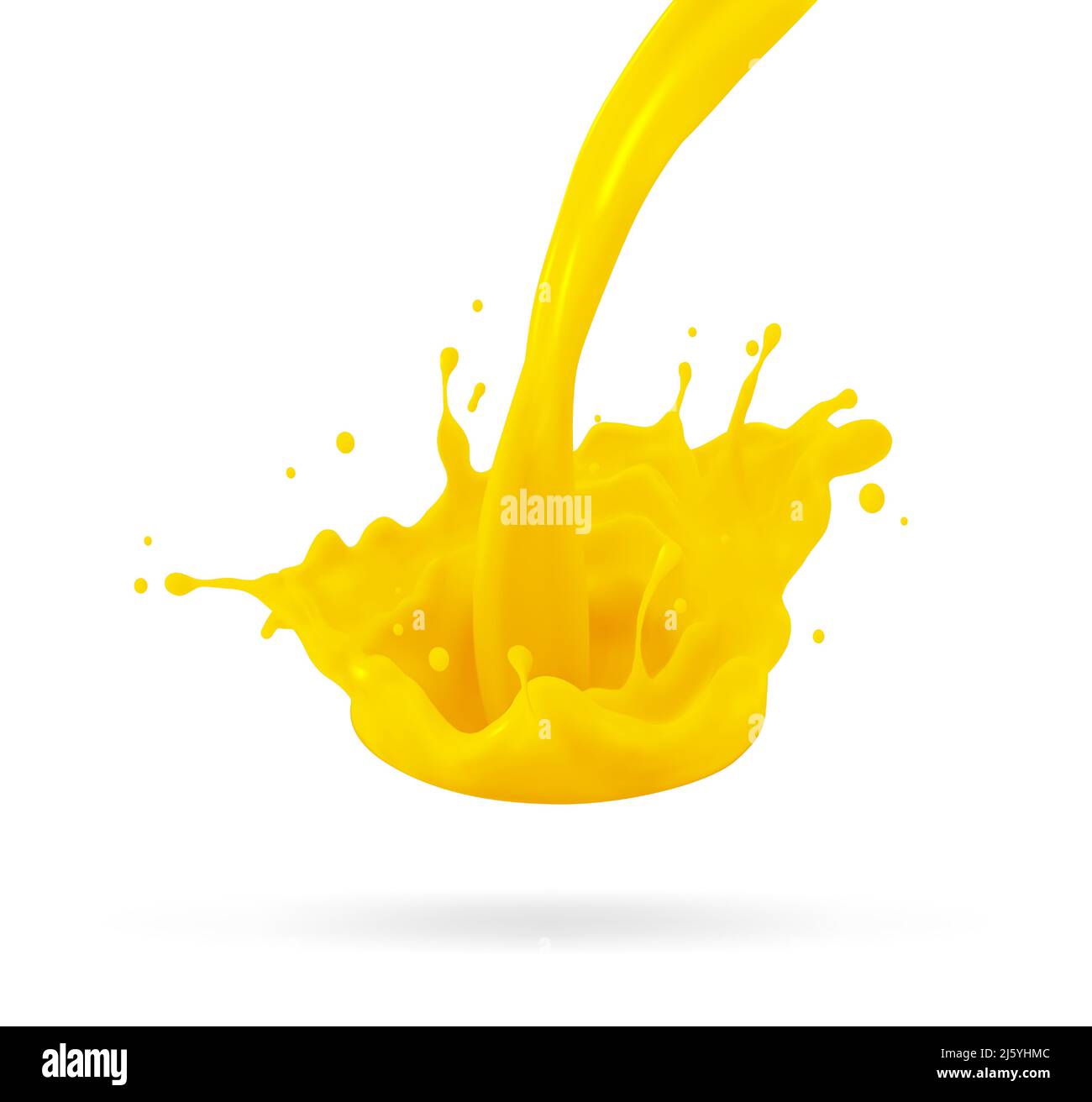 Orange juice, splatter orange splashes of paint, 3d realistic vector ...