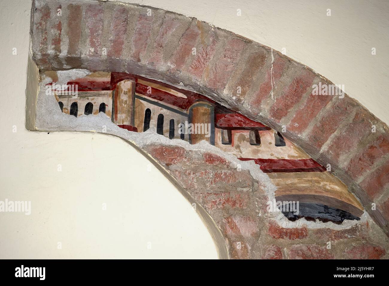 alcune case - affresco - XV secolo - Felonica (Mn) ,Italia,chiesa di S ...