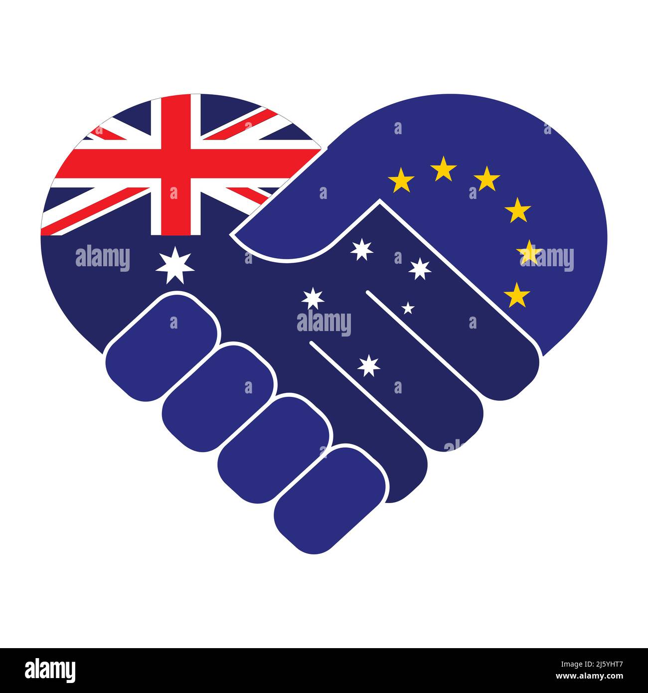 Handshake symbol in the colors of the national flags of Australia and ...