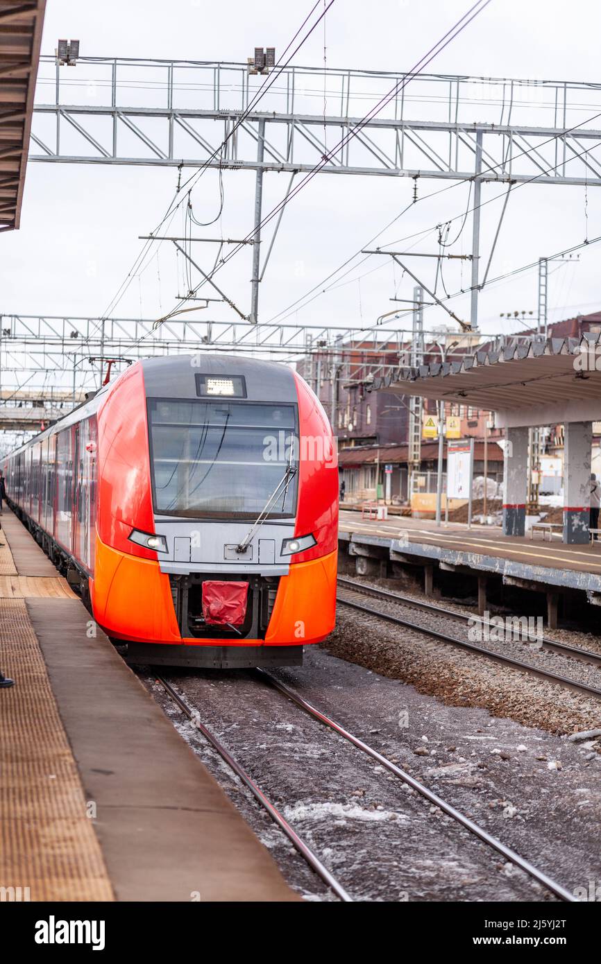 Train moves along railway hi-res stock photography and images - Alamy