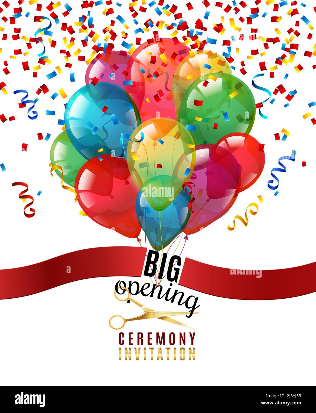 Opening ceremony invitation realistic background with scissors and ...