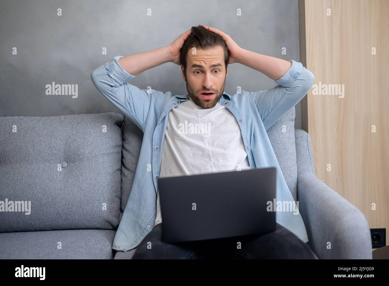 Man staring laptop screen hi-res stock photography and images - Alamy