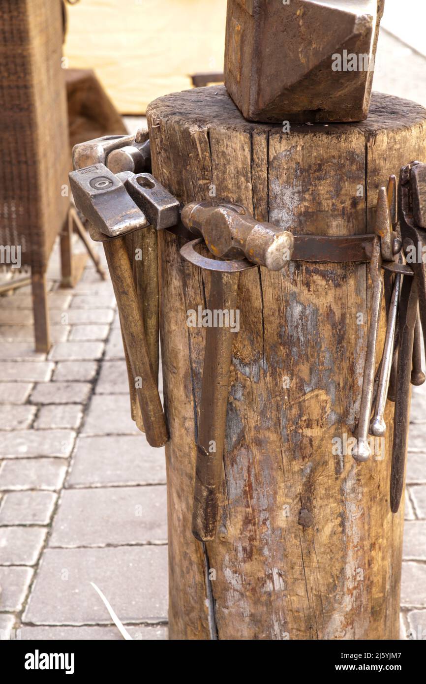 Forge and blacksmith tools at the Gastronomic and Traditional Market of ...