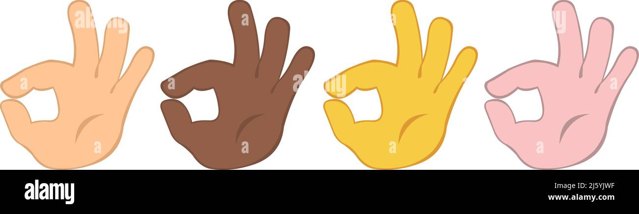Vector illustration of hands making an ok or perfect gesture, in ...