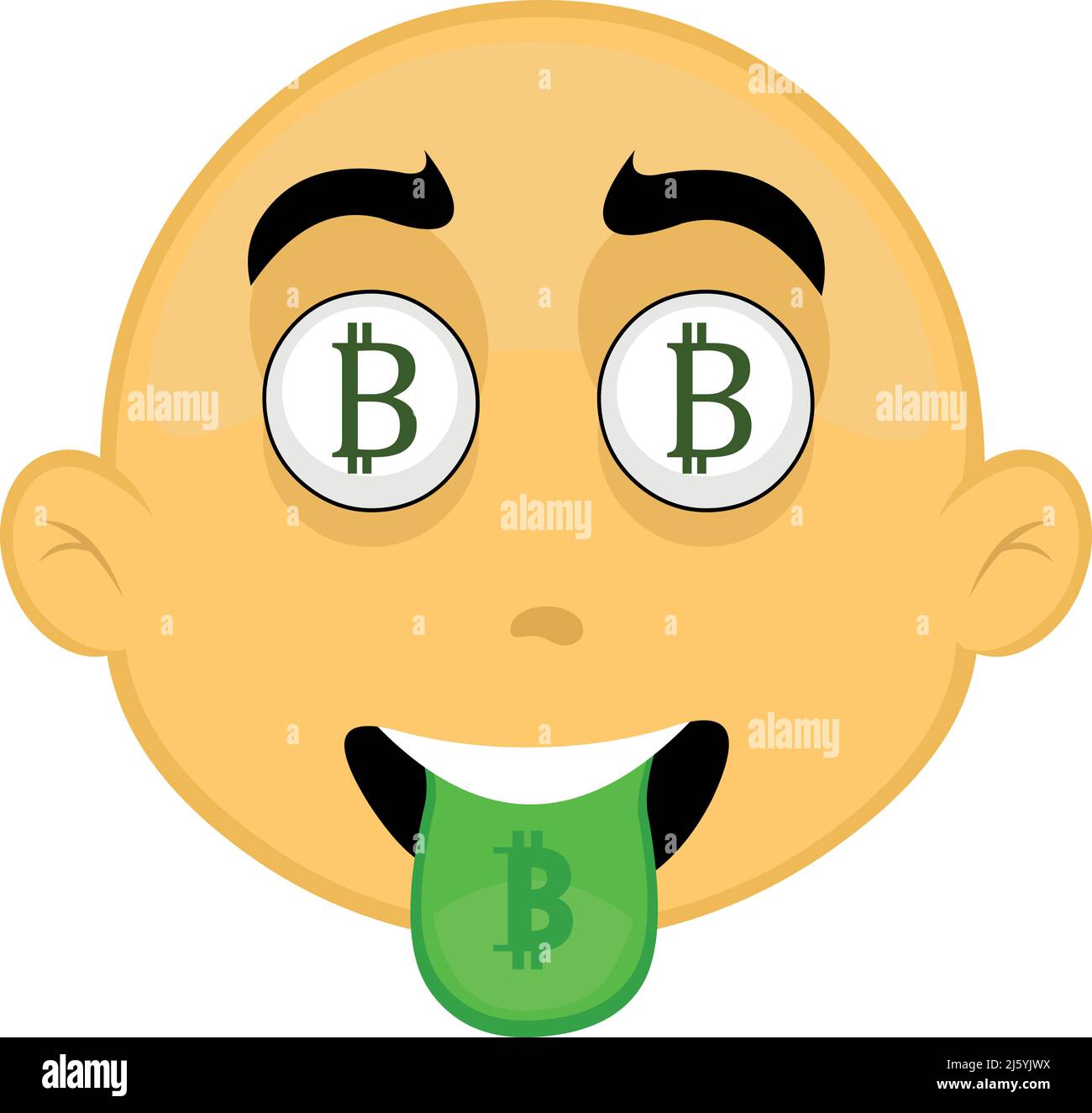 Vector illustration of the face of a bald, yellow cartoon character ...